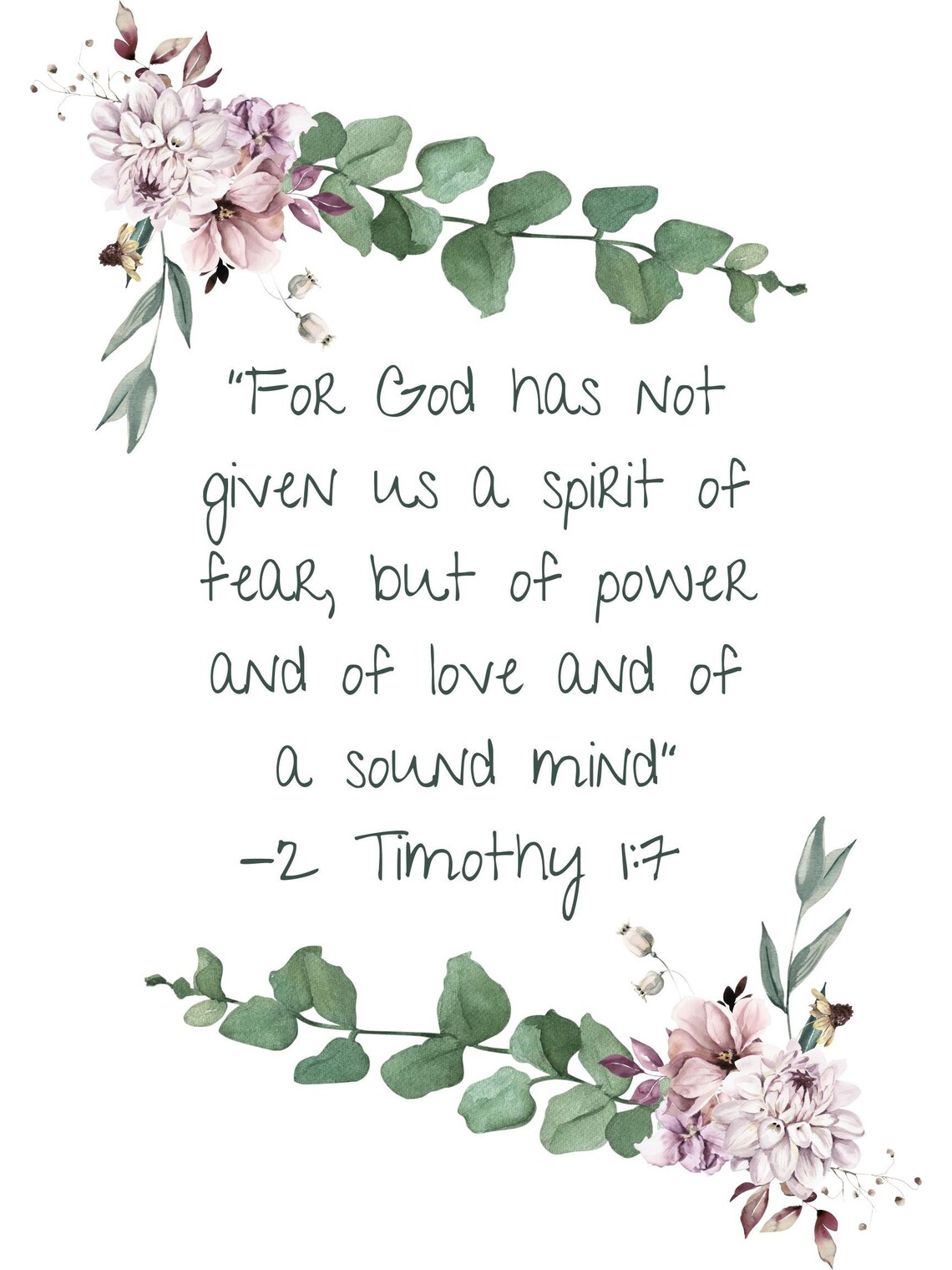 2 Timothy 1:7 Printable Wall Art - Etsy