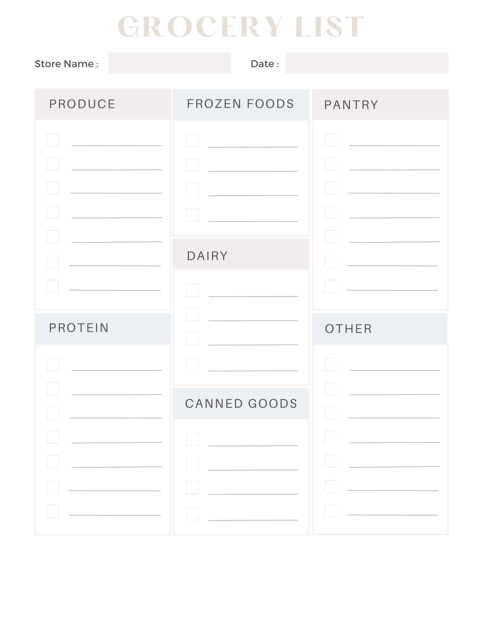Weekly Meal Planner & Grocery List Printable Download - Etsy