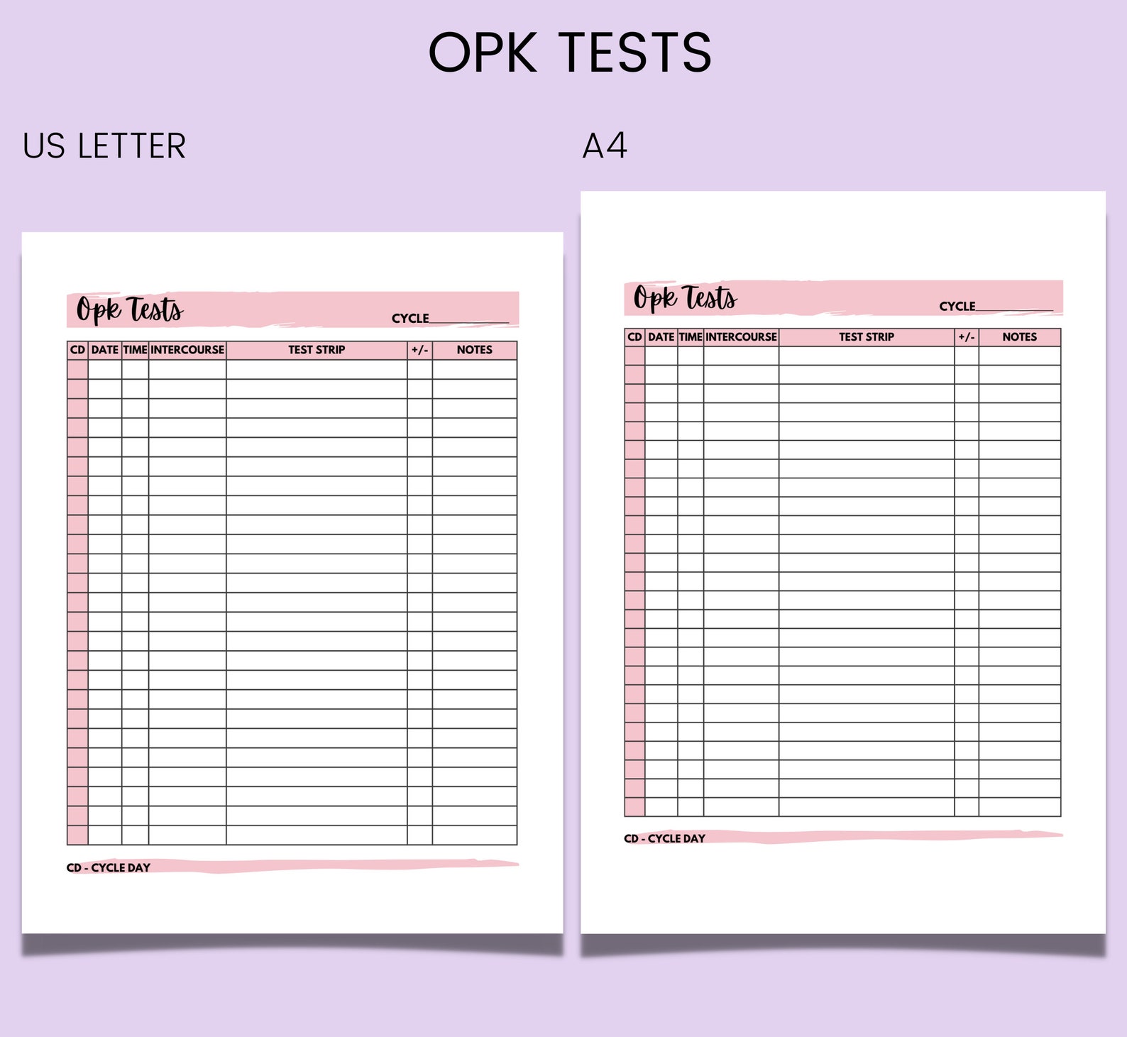 Printable OPK Tracker, Ovulation Test Strips Tracker, Ivf Journal, Ttc ...