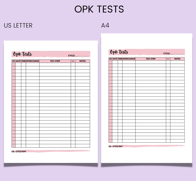 Printable OPK Tracker, Ovulation Test Strips Tracker, Ivf Journal, Ttc ...