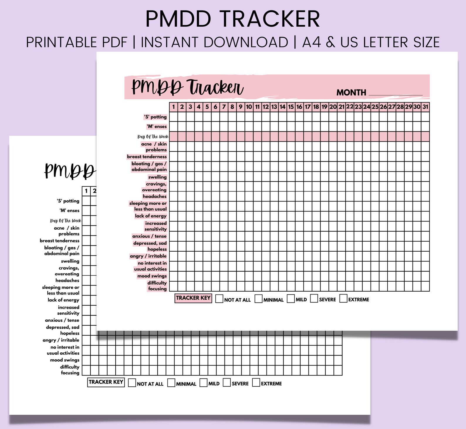Printable PMDD Tracker Pms Symptoms Menstrual Cycle - Etsy