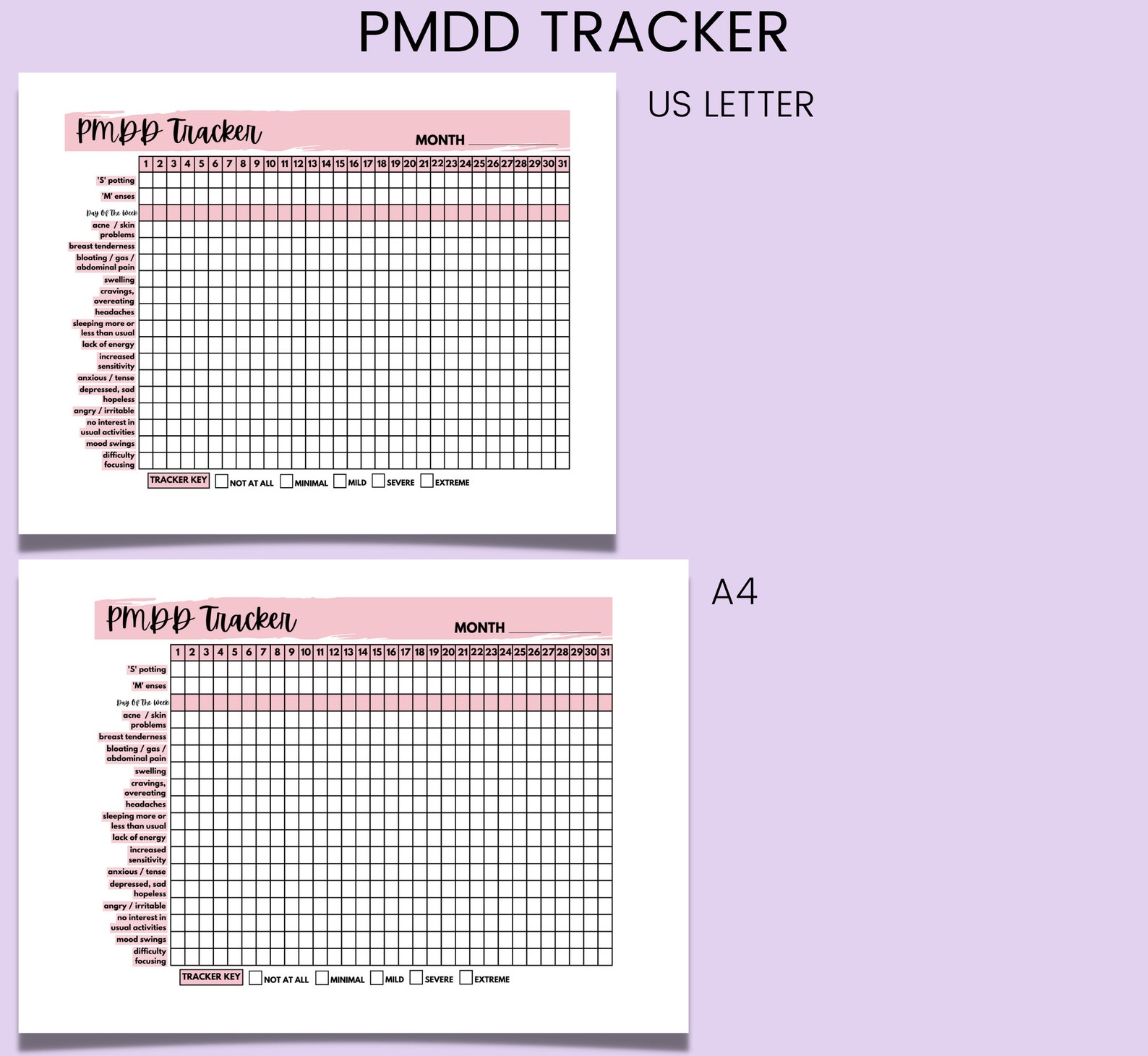 Printable PMDD Tracker Pms Symptoms Menstrual Cycle - Etsy Australia