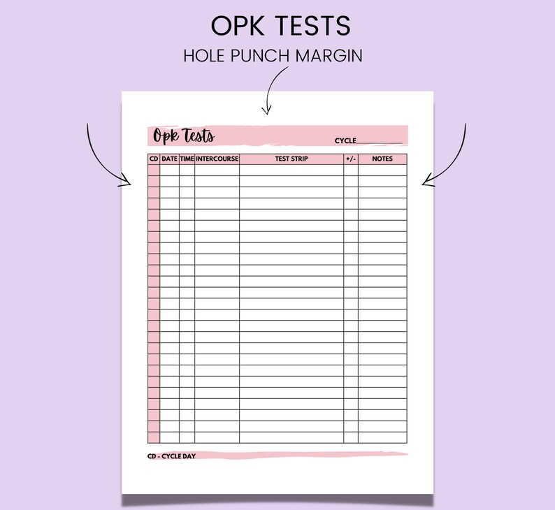 Printable OPK Tracker, Ovulation Test Strips Tracker, Ivf Journal, Ttc ...