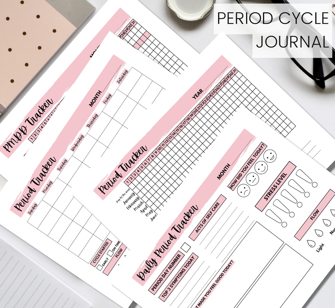 Printable Period Cycle Journal, Yearly Monthly Daily PMDD Period ...
