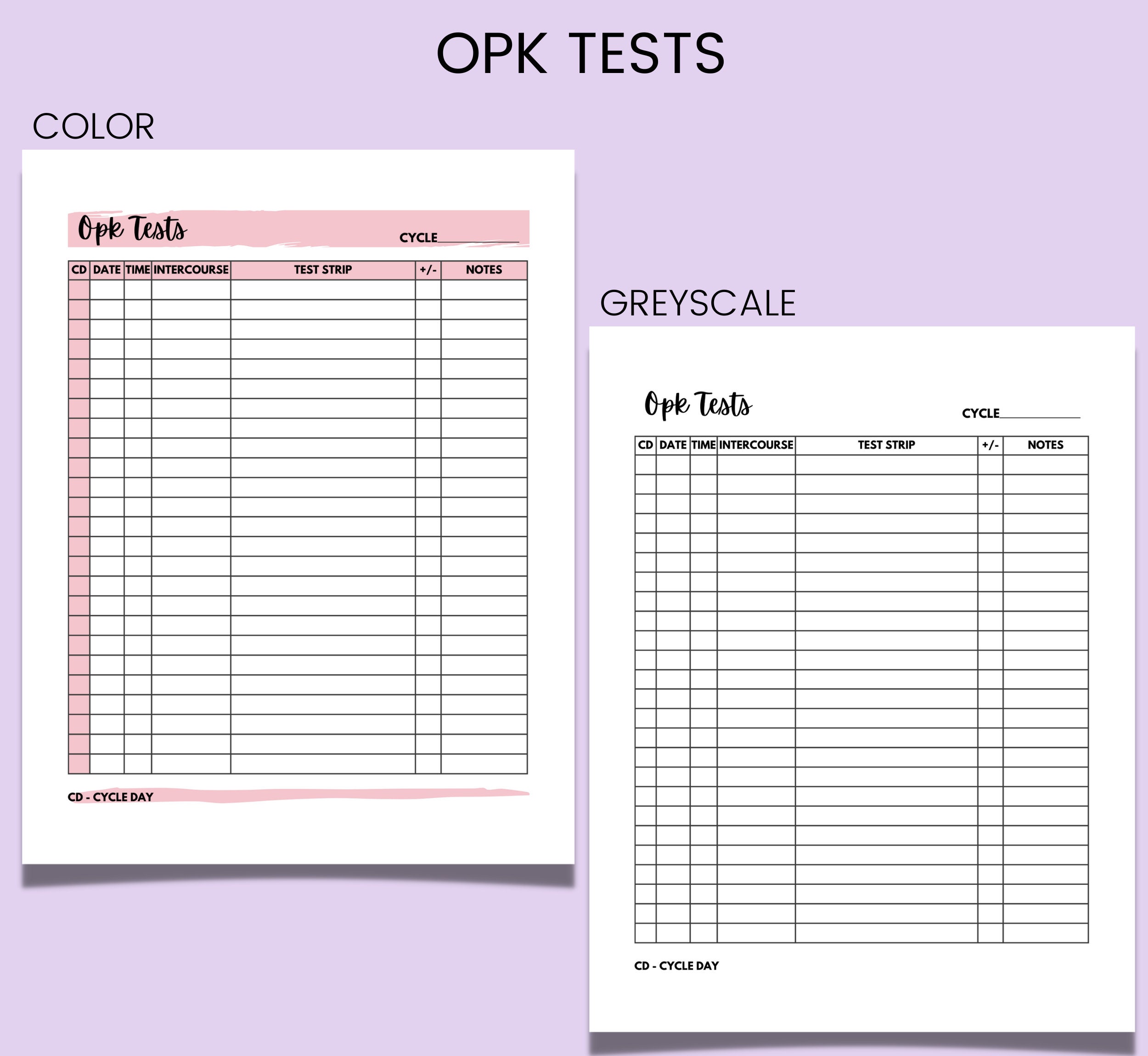 Printable OPK Tracker, Ovulation Test Strips Tracker, Ivf Journal, Ttc ...