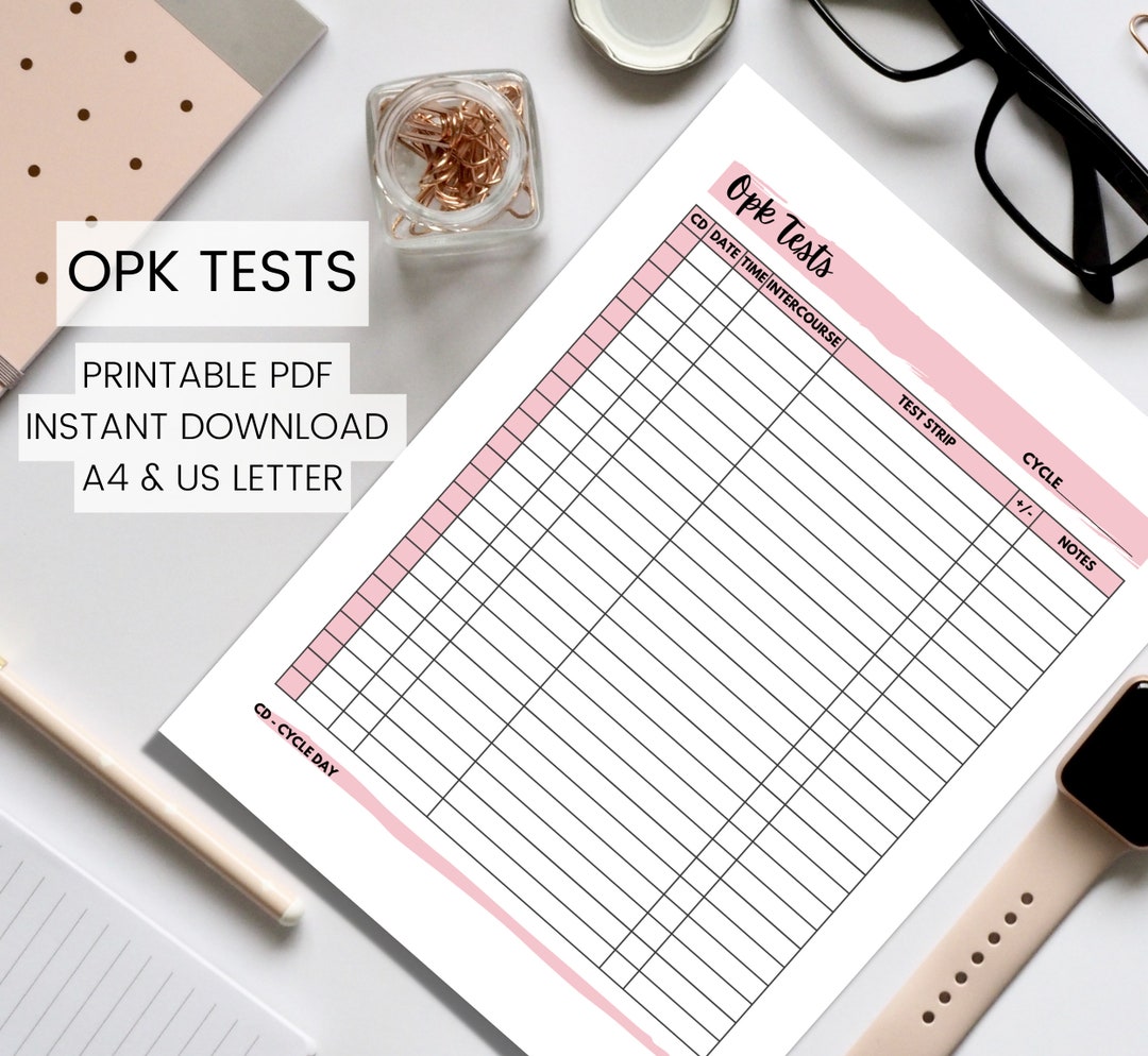 Printable OPK Tracker, Ovulation Test Strips Tracker, Ivf Journal, Ttc ...