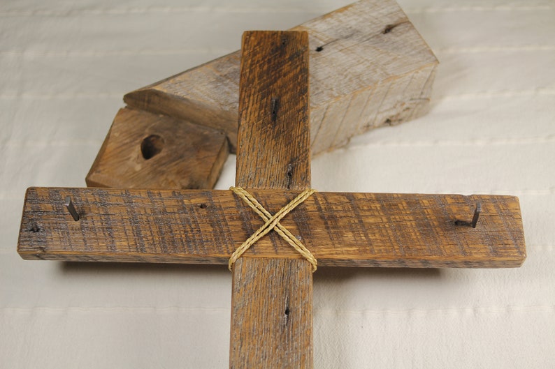 Large 18X36 Reclaimed Barn Wood Cross With Nails and Twine. Custom One ...