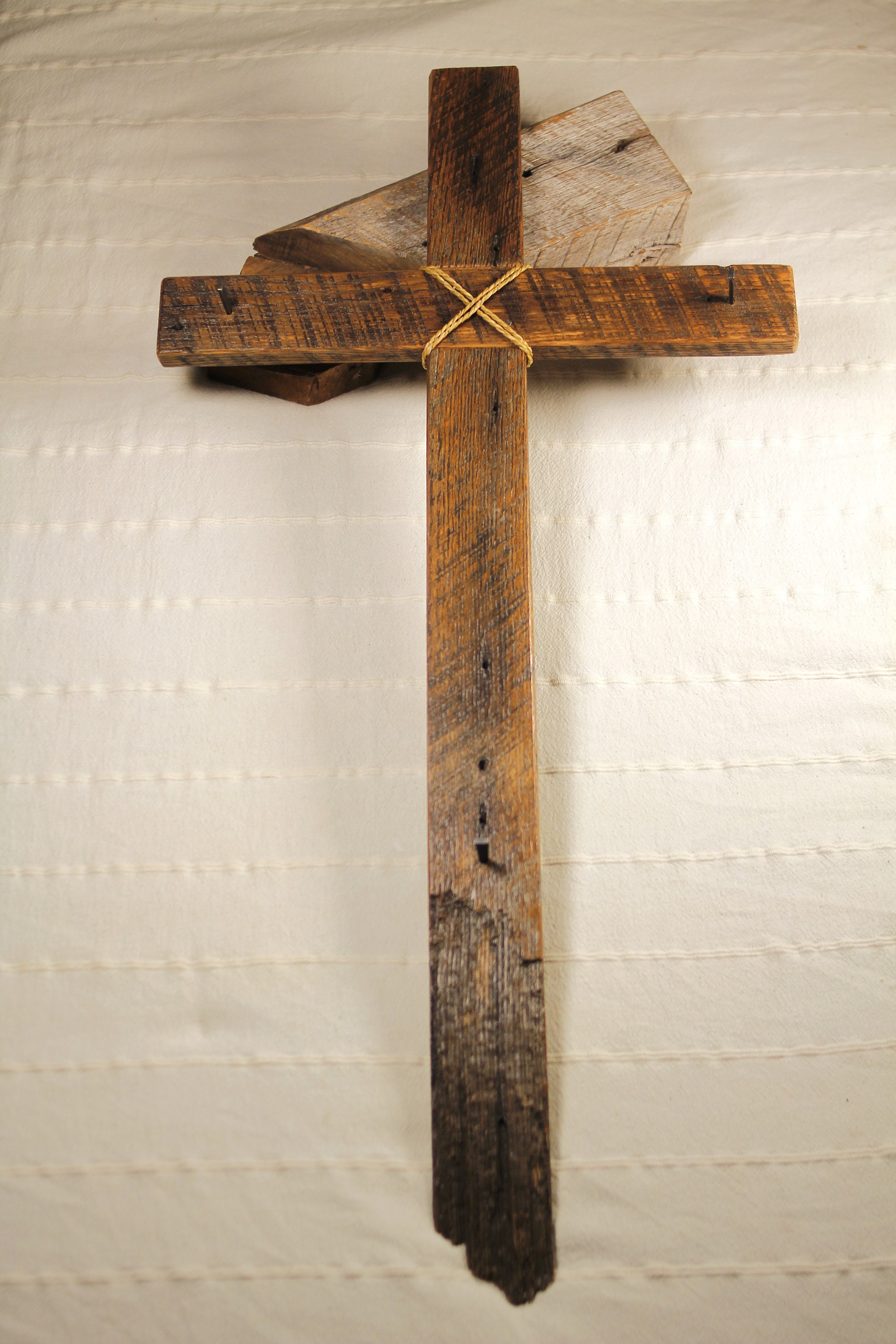 Large 18X36 Reclaimed Barn Wood Cross With Nails and Twine. Custom One ...