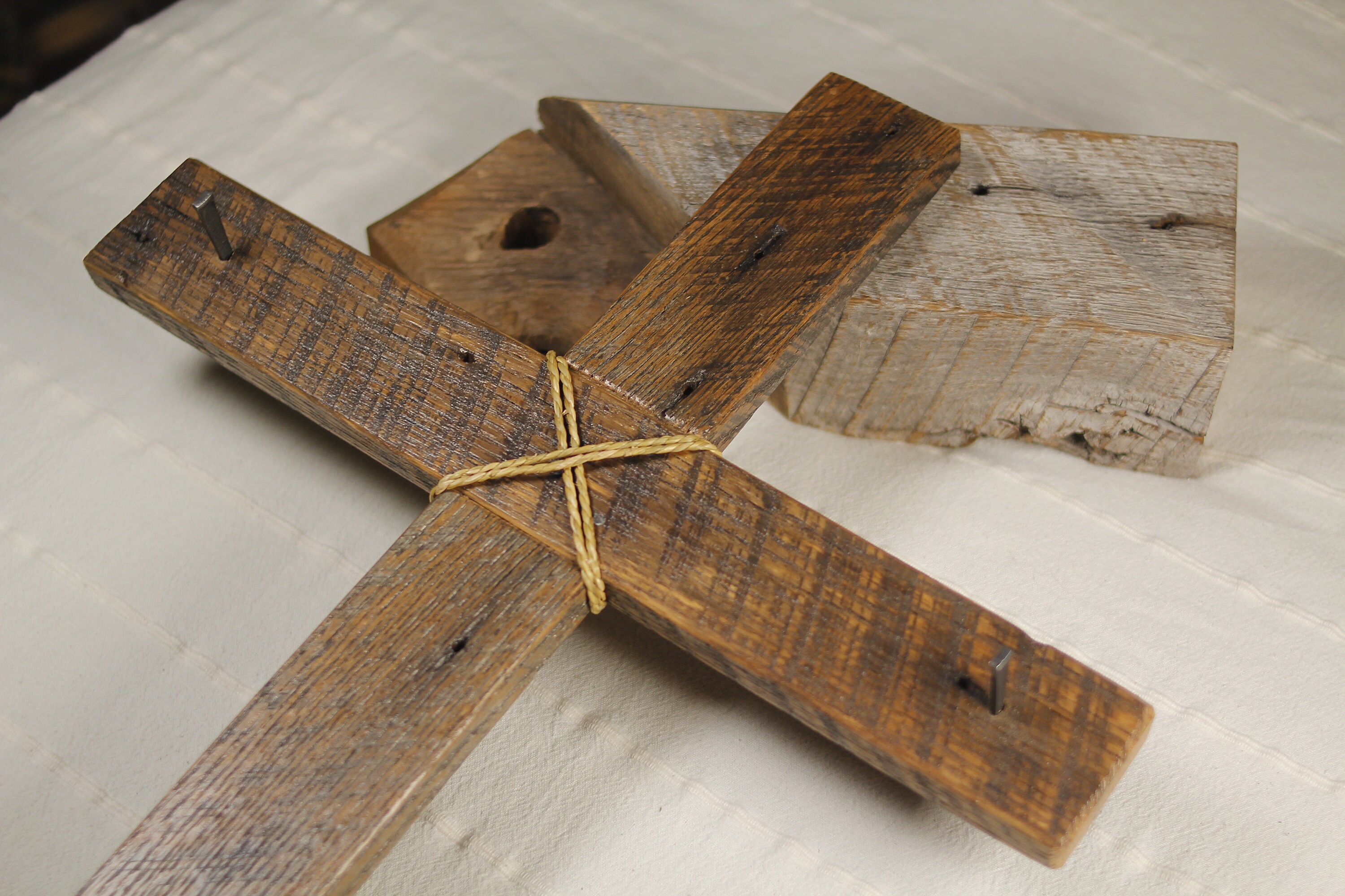 Large 18X36 Reclaimed Barn Wood Cross With Nails and Twine. Custom One ...