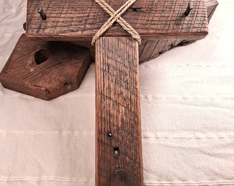 Large 18X36 Reclaimed Barn Wood Cross With Nails and Twine. Custom One ...