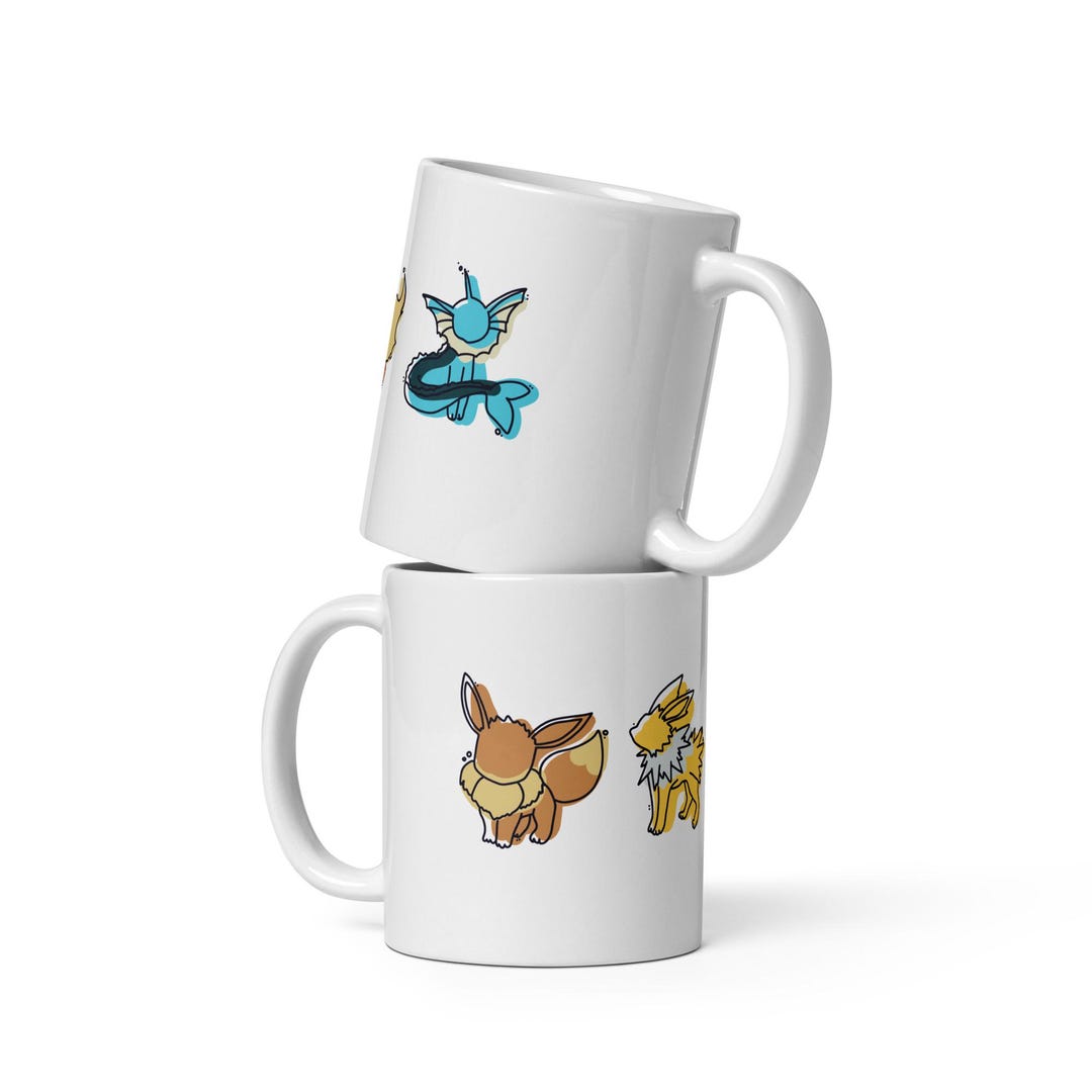 Inimalist Eevee Mug With Evolutions Vaporeon, Flareon, Jolteon ...