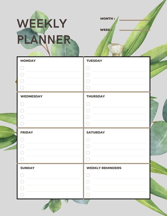 Weekly Planner Instant Download - Etsy