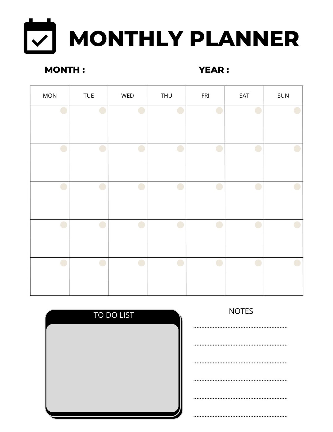 Monthly Planner Instant Download - Etsy
