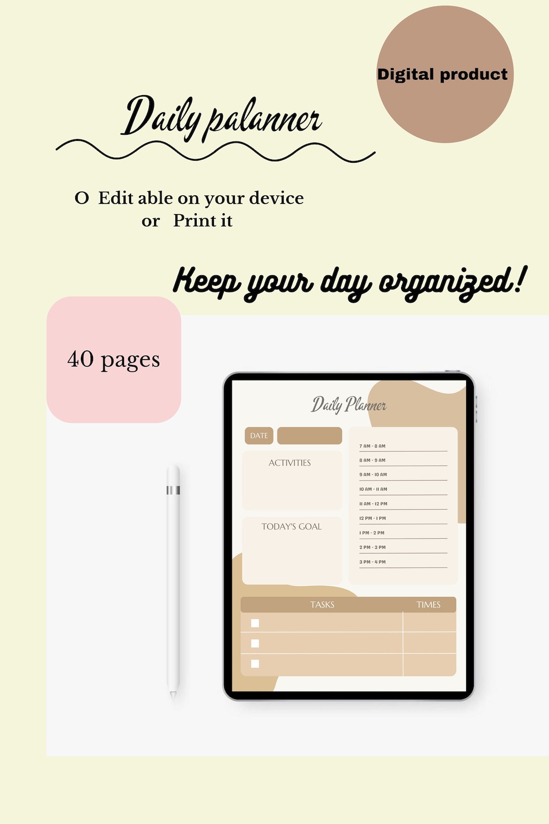 Printable Daily Planner Diary Modern Daily Planner - Etsy