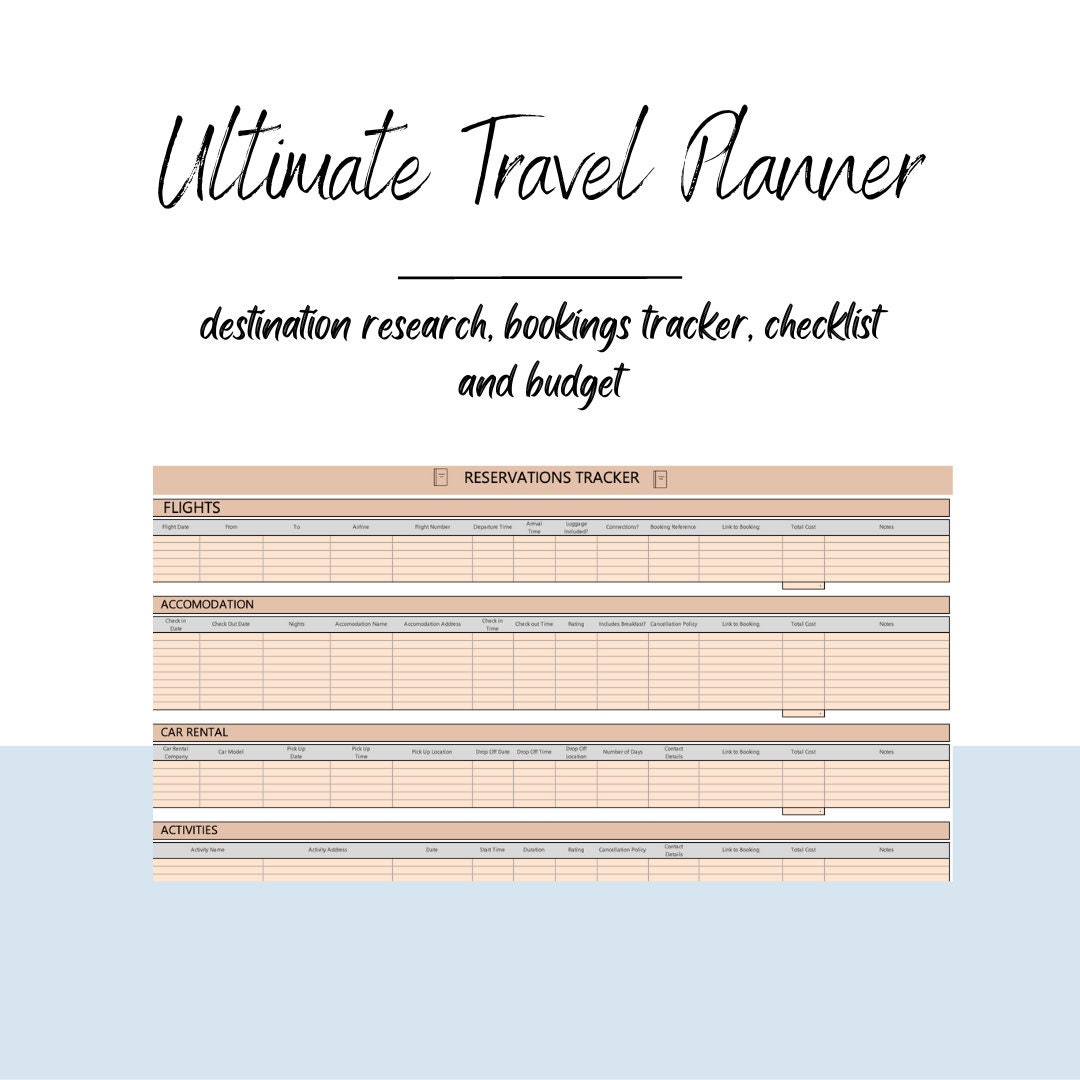 Ultimate Travel Planner Excel Spreadsheet Travel Budget - Etsy