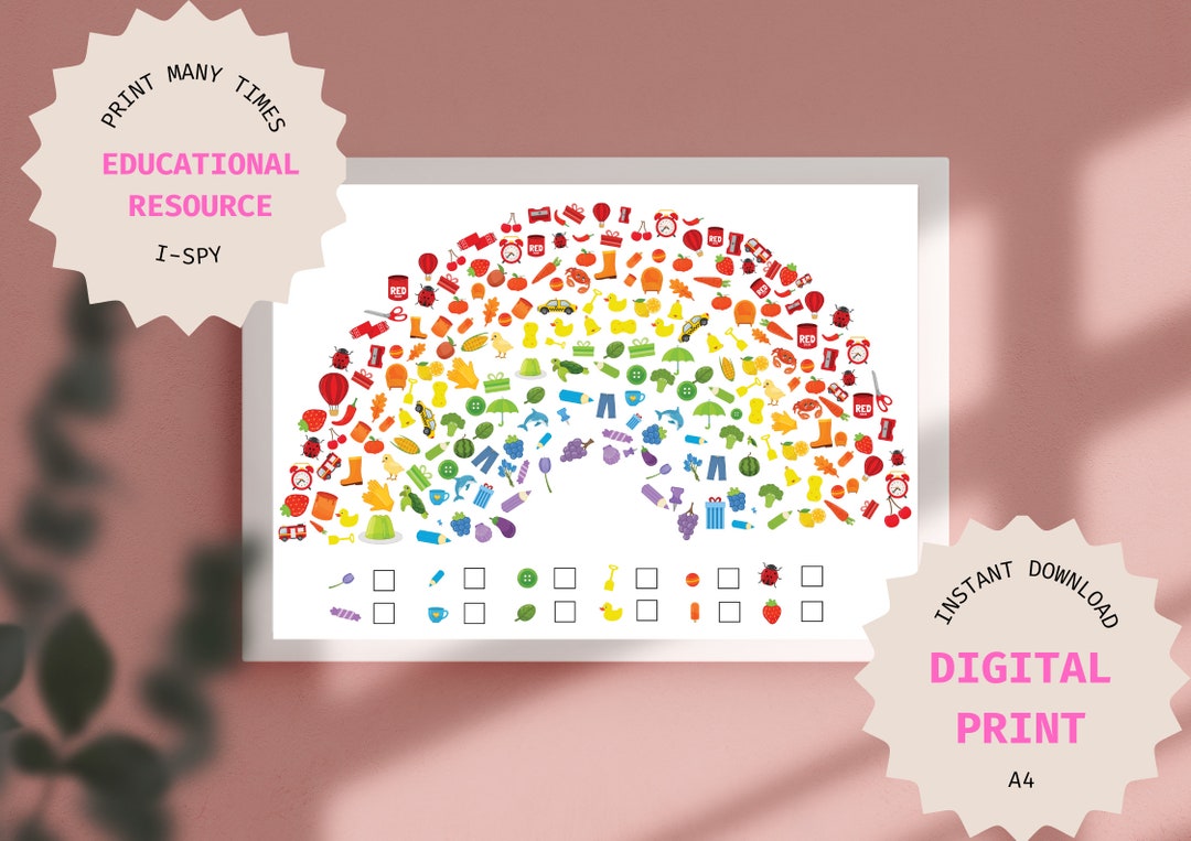 Rainbow I-spy Eye-spy Worksheet Weather Topic Worksheet Printable St ...