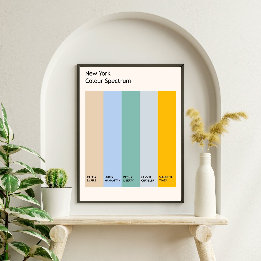New York Color Palette Poster Iconic Times Square & Empire State ...