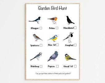 Bird Hunt Printable for Kids | I-spy of Common British Garden Birds - Etsy