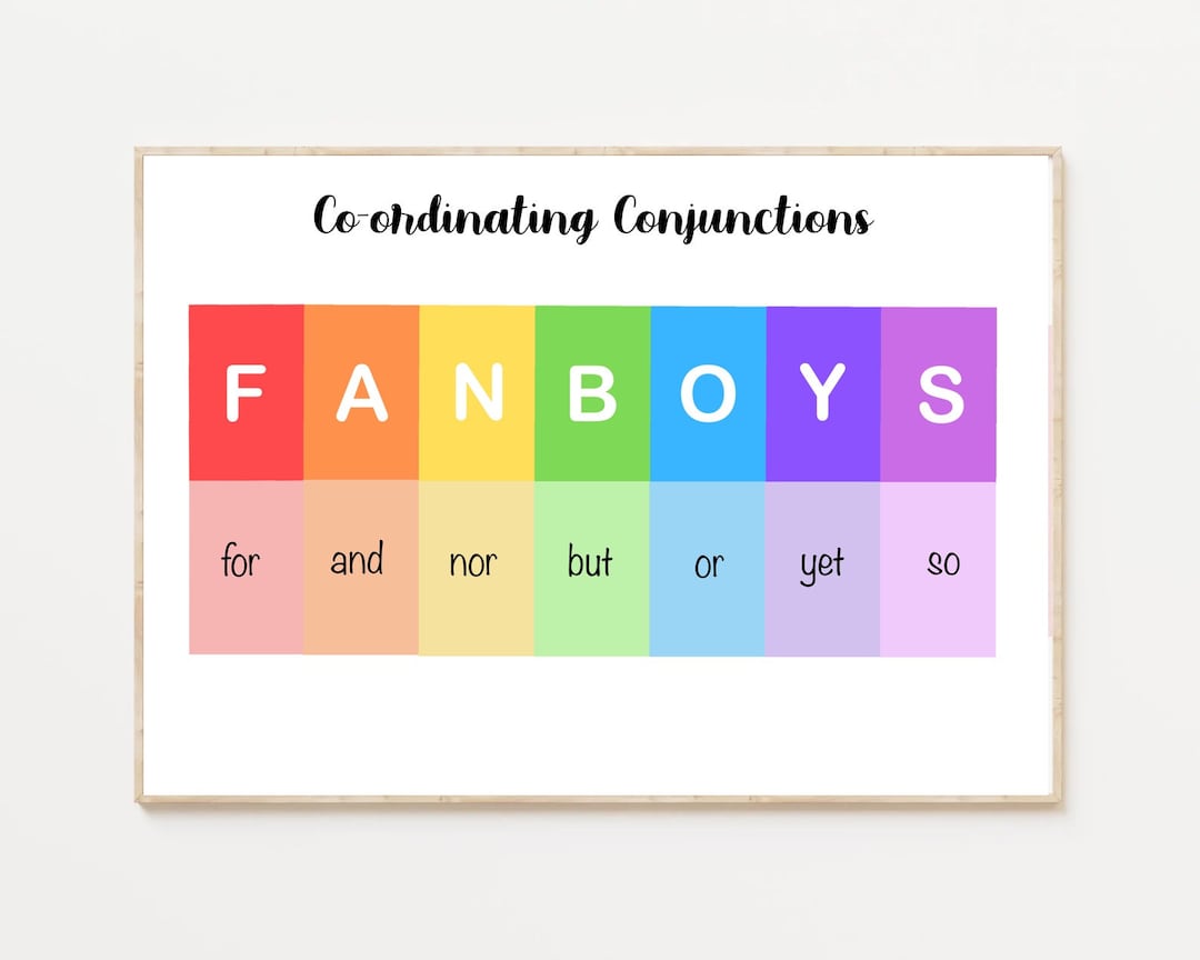 Fanboys Coordinating Conjunctions Poster | Colourful Literacy Printable ...