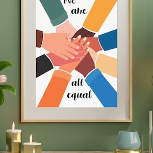 We Are All Equal Poster | Colourful Diversity Printable Art for ...
