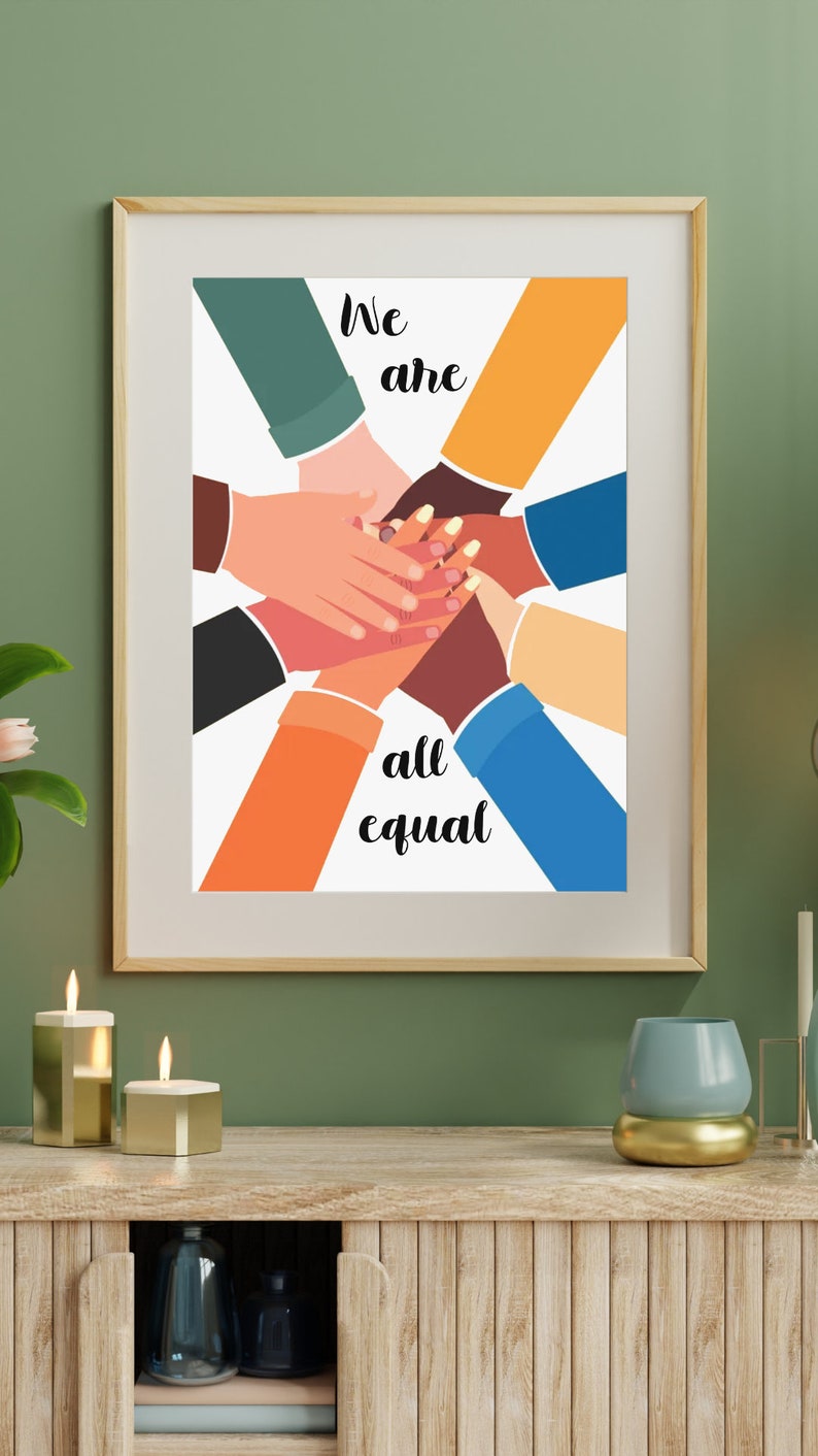 We Are All Equal Poster | Colourful Diversity Printable Art for ...