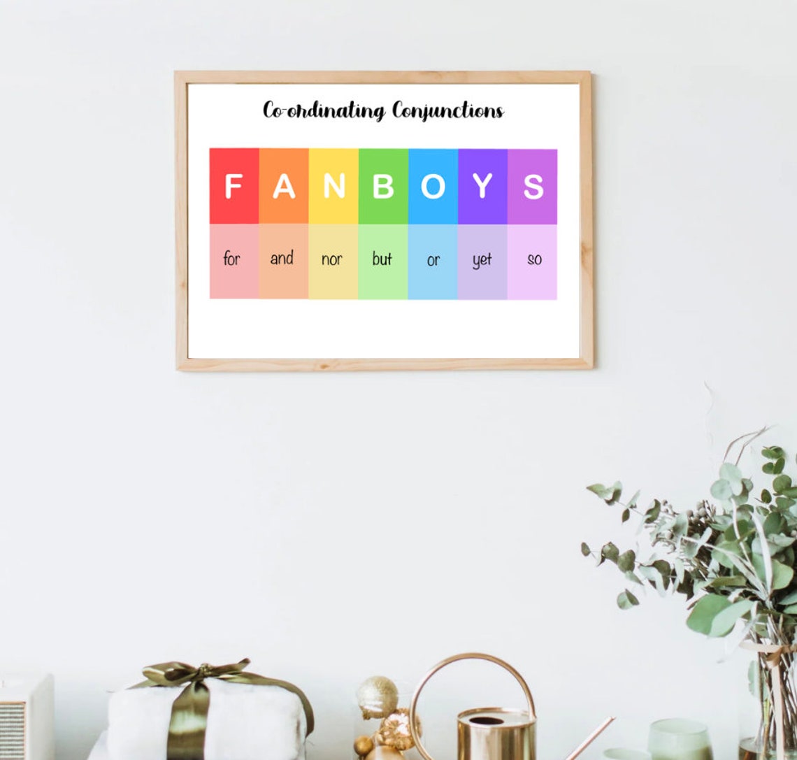 Fanboys Coordinating Conjunctions Poster | Colourful Literacy Printable ...
