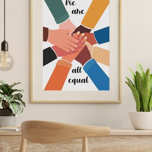 We Are All Equal Poster | Colourful Diversity Printable Art for ...