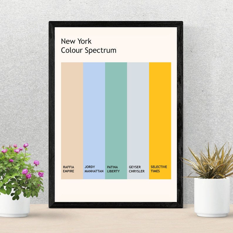 New York Color Palette Poster Iconic Times Square & Empire State ...