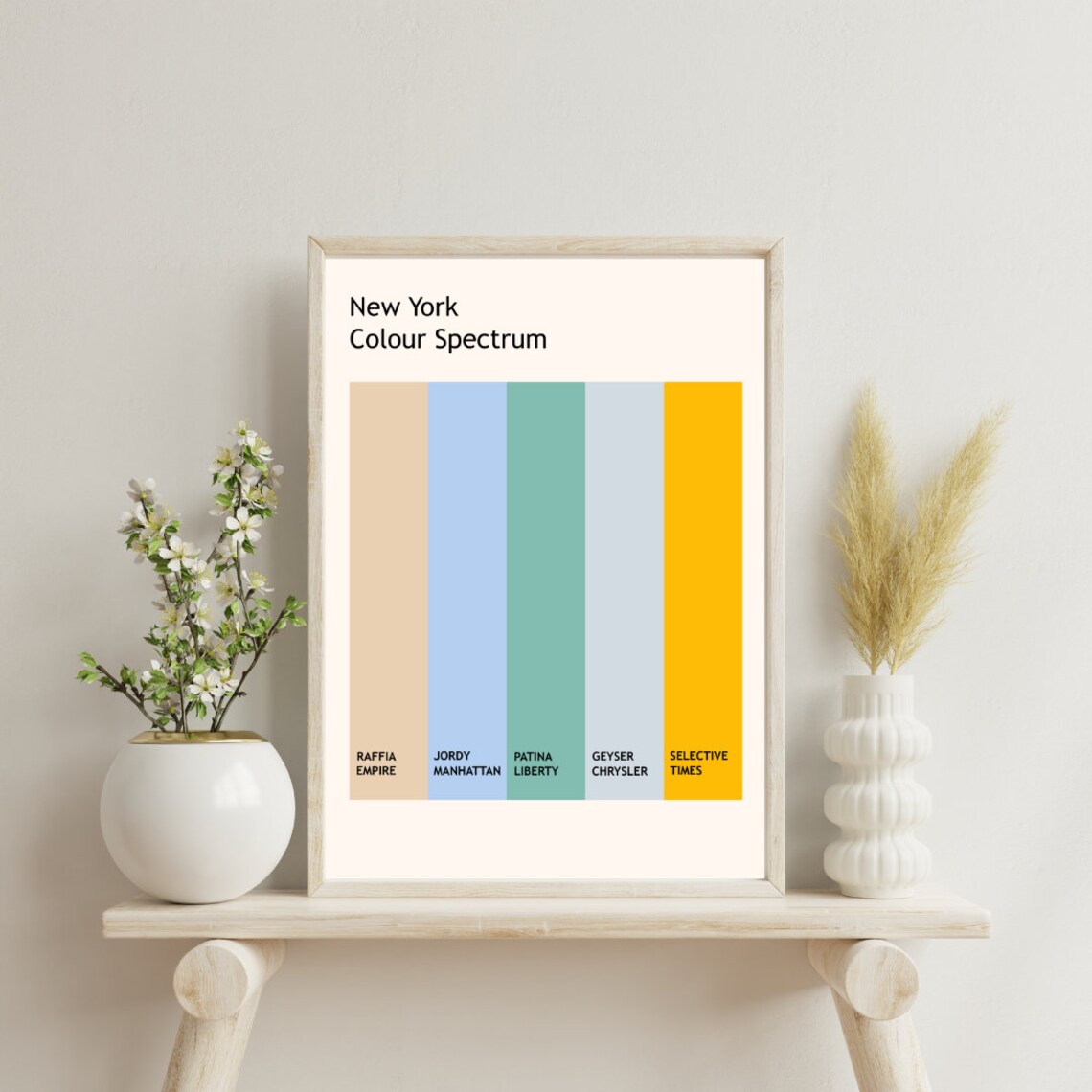 New York Color Palette Poster Iconic Times Square & Empire State ...