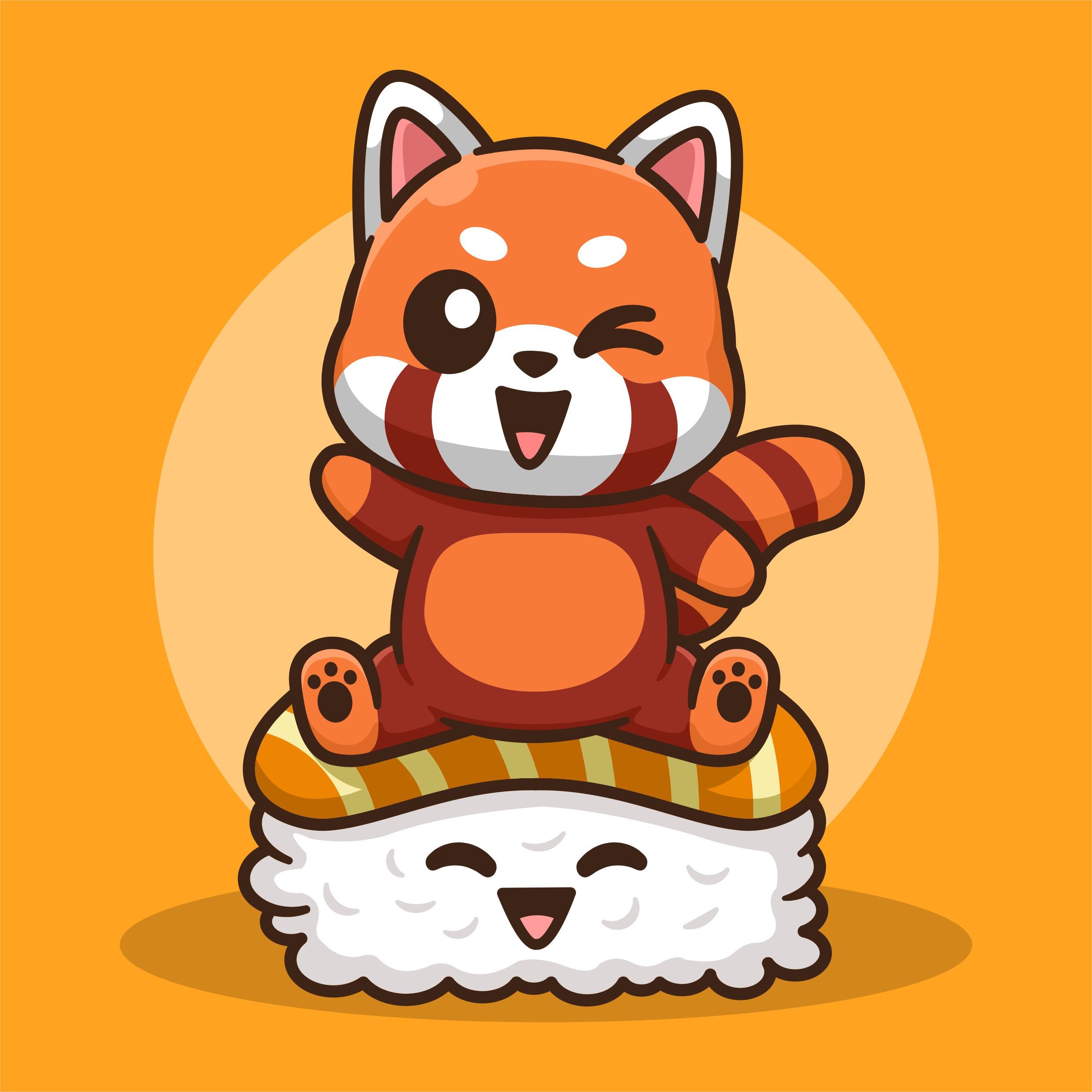 Red Panda Eating Sushi