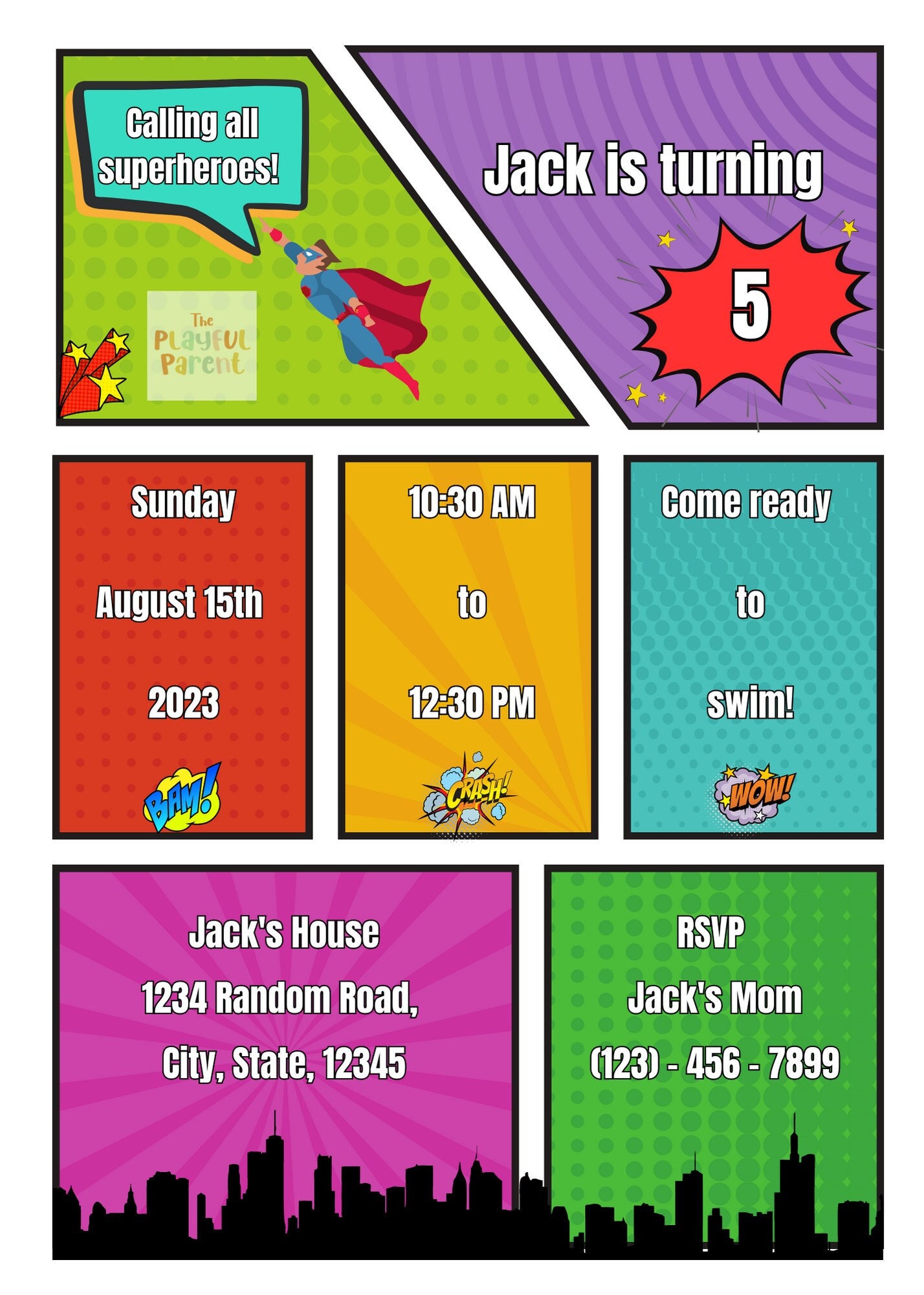 Editable Superhero Themed Birthday Invitation - Etsy