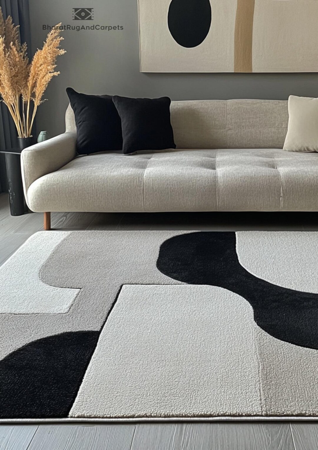 Abstract Modern Contemporary Design Irregular Shape Premium Wool ...