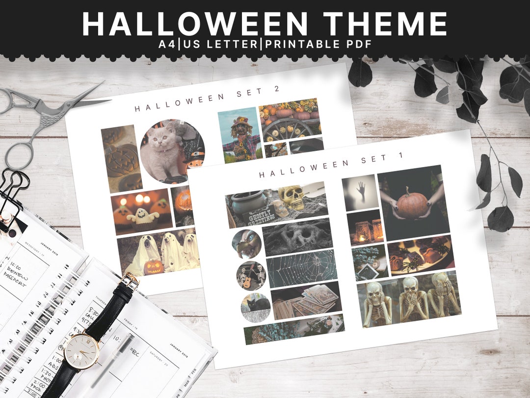 Cute Spooky Halloween Printable Stickers With Black Cat, Witches ...