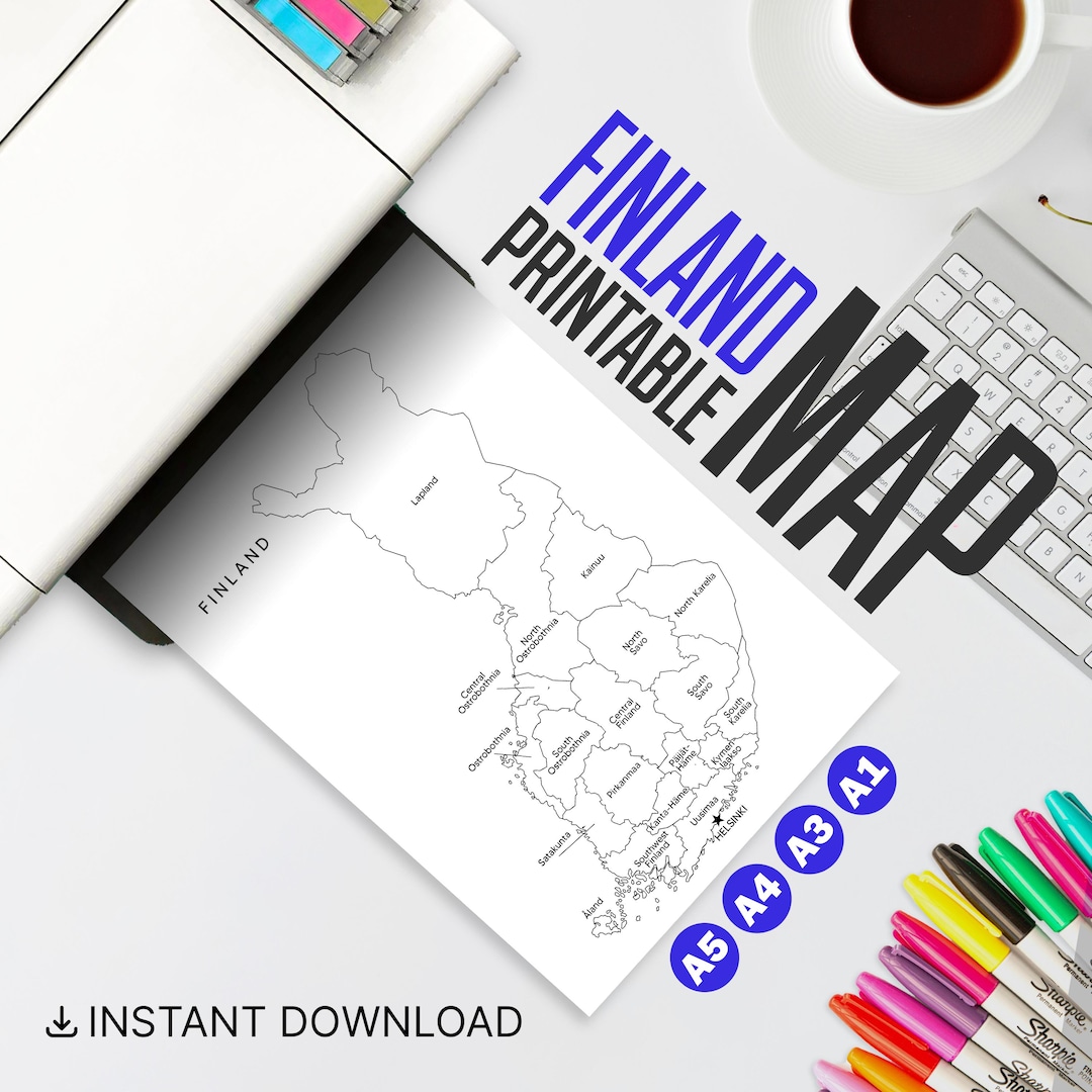 Printable Finland Map | Black & White Finland Map With Regions ...