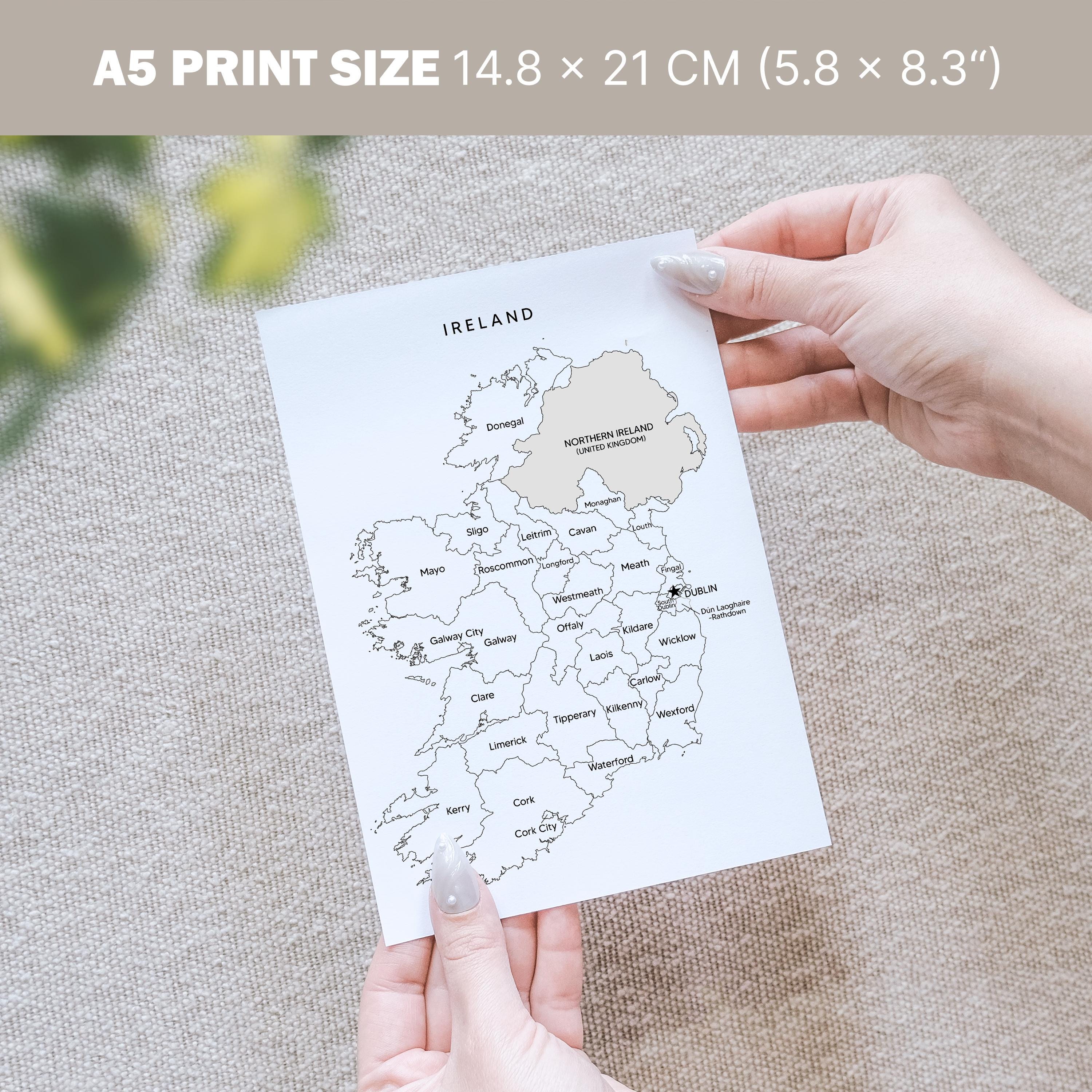 Ireland Printable Map | Black and White Ireland County Map | Instant ...