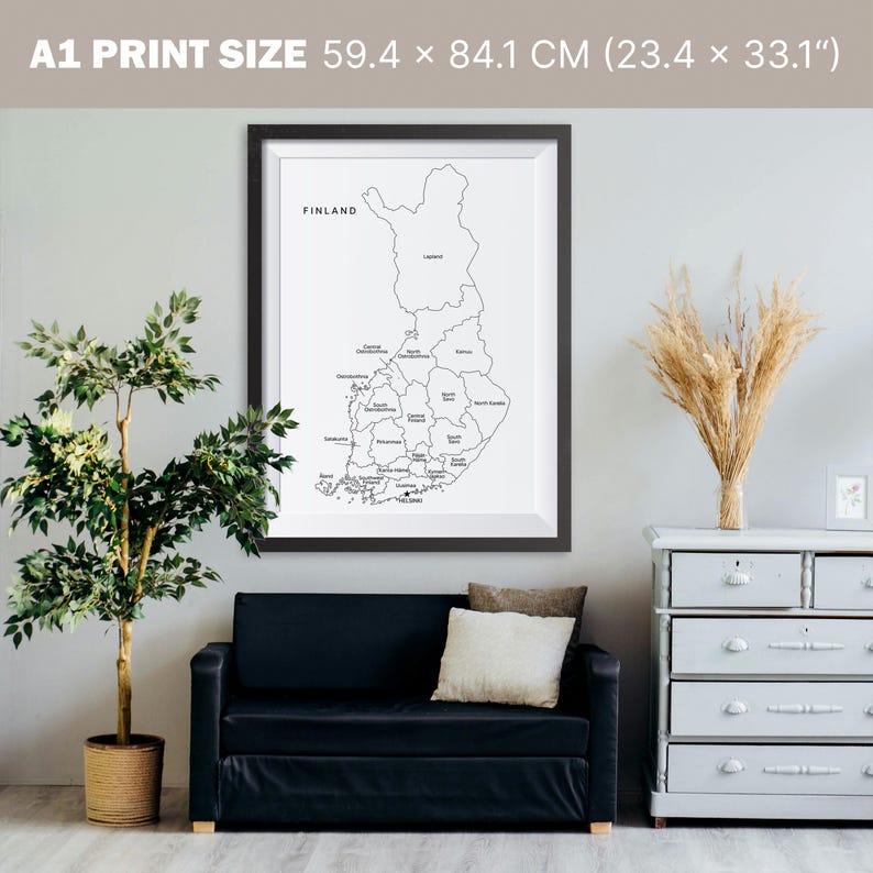 Printable Finland Map | Black & White Finland Map With Regions ...