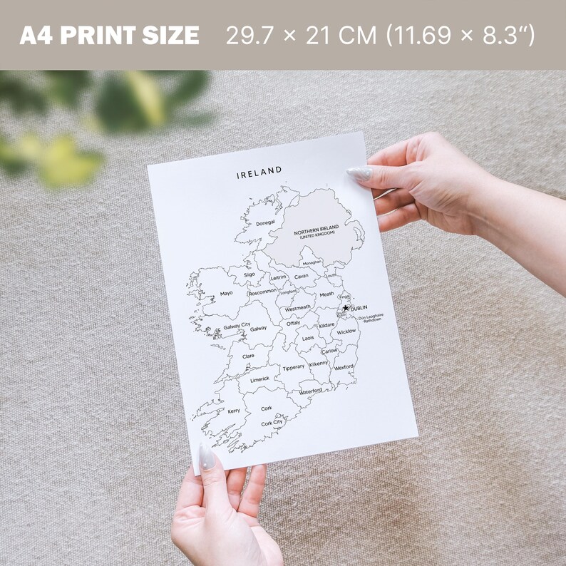 Ireland Printable Map | Black and White Ireland County Map | Instant ...