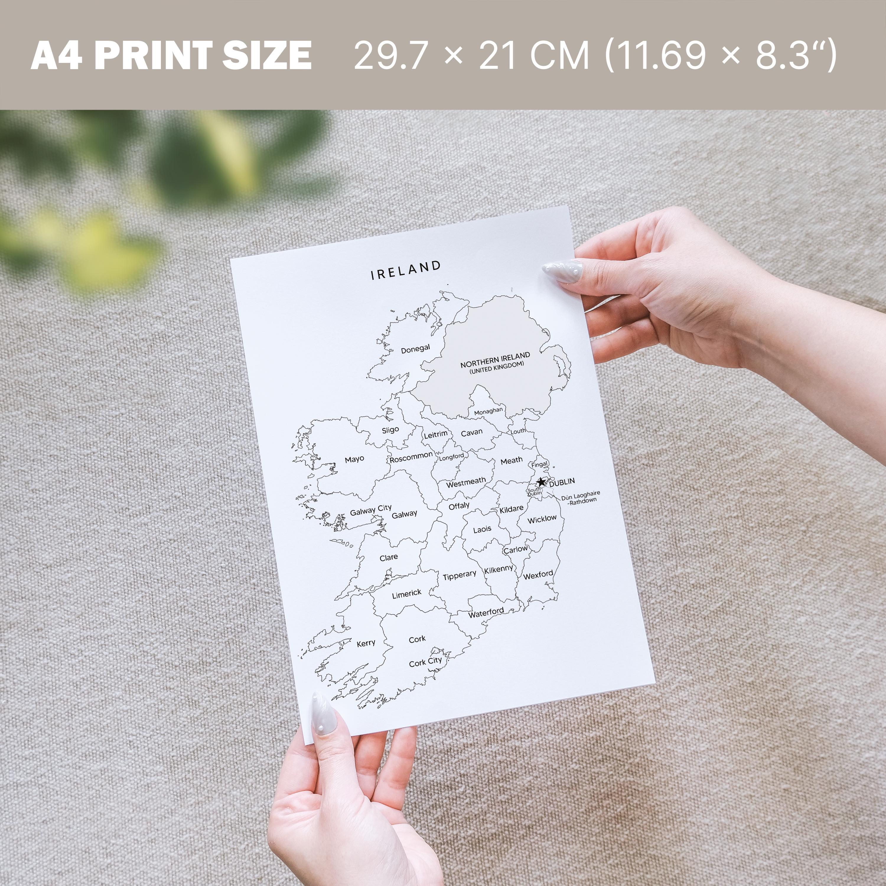 Ireland Printable Map | Black and White Ireland County Map | Instant ...