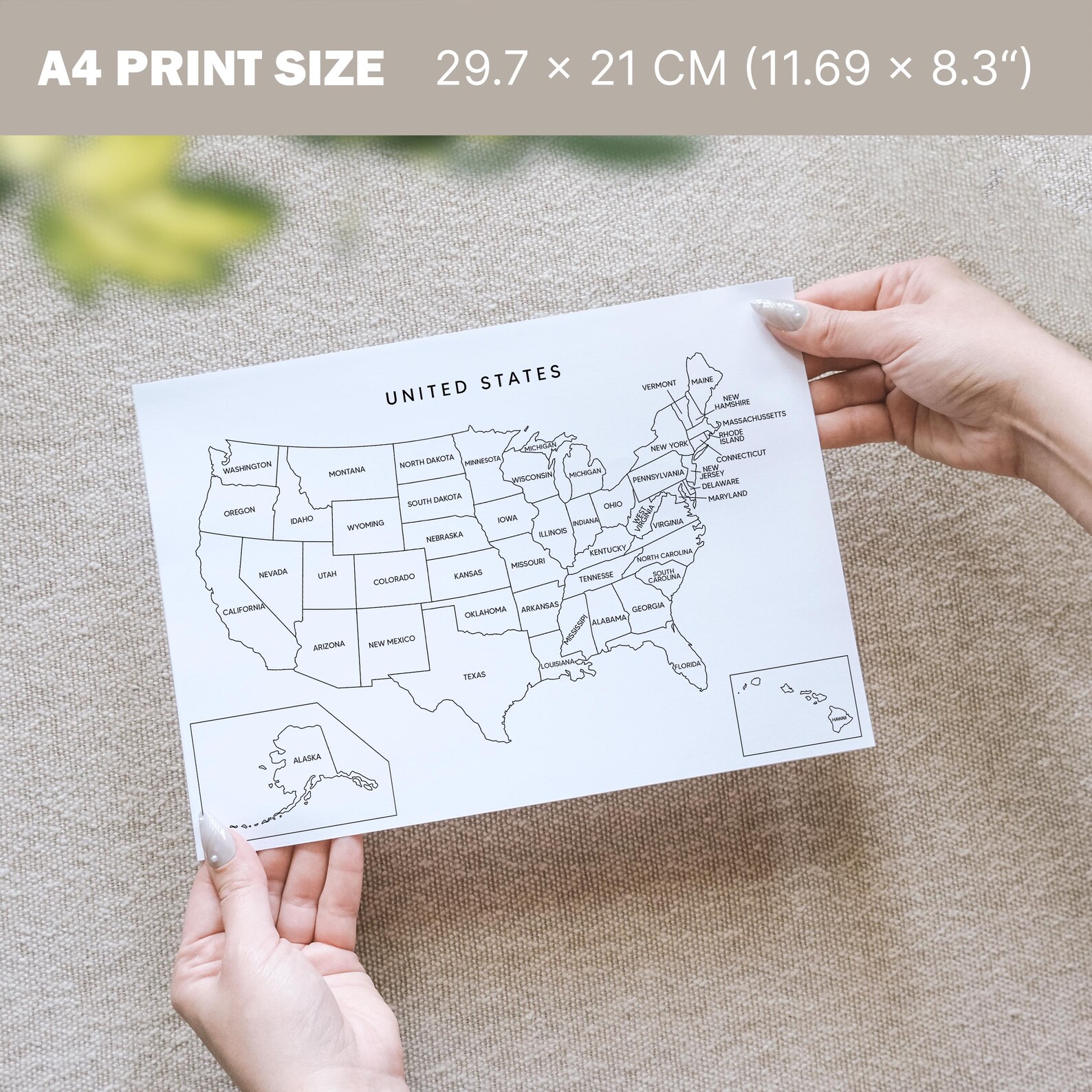 Printable United States Map, Black & White US Map, Map of the United ...