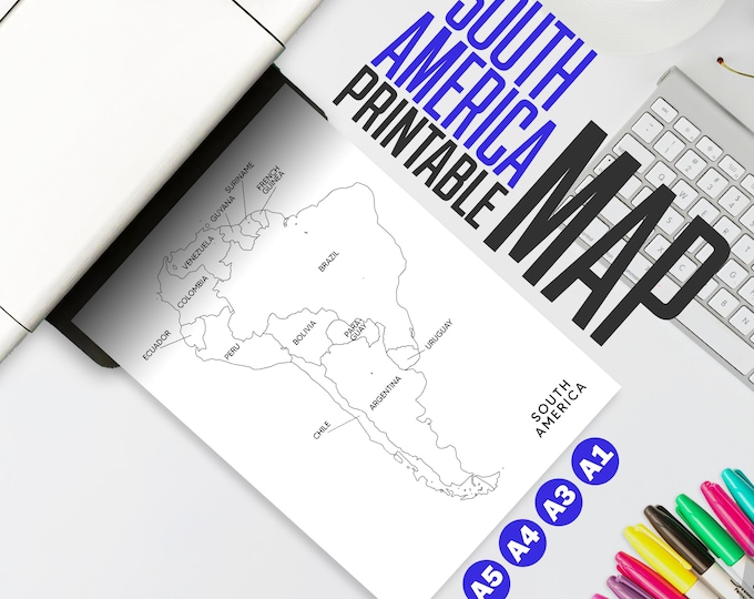 Digital North & South America Map Full Color With States Printable ...