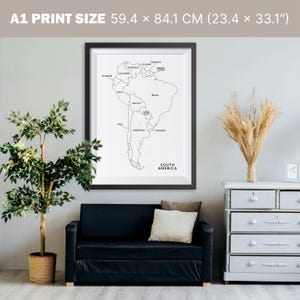 Printable South America Map | Black and White Map of South America With ...