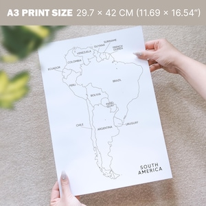 Printable South America Map | Black and White Map of South America With ...