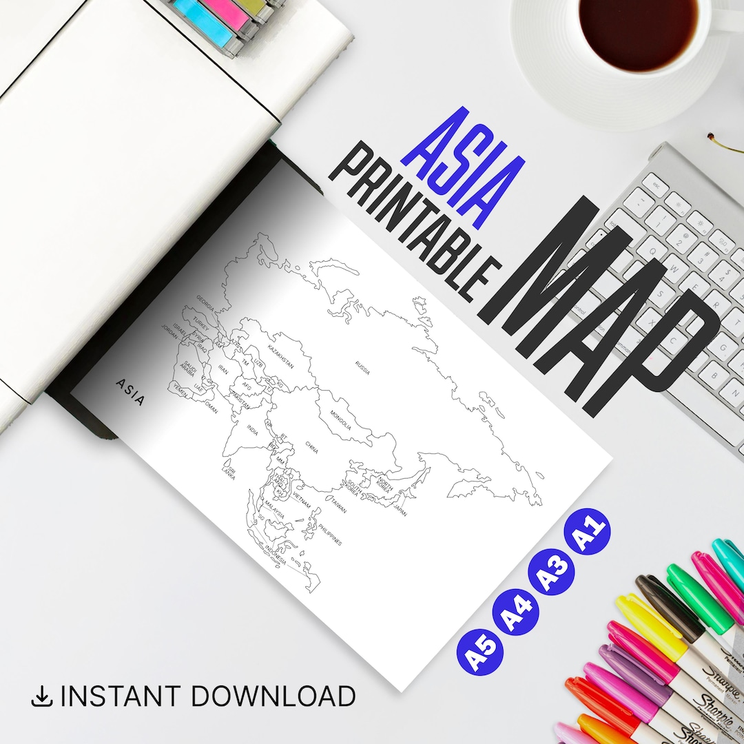 Printable Asia Map | Blank Outline Map | Maps for Homeschool, Travel ...