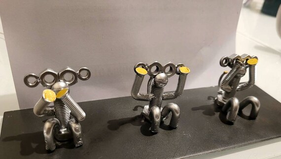 Scrap Metal Art Nuts and Bolts Monkey Sculpture. 'hear No - Etsy
