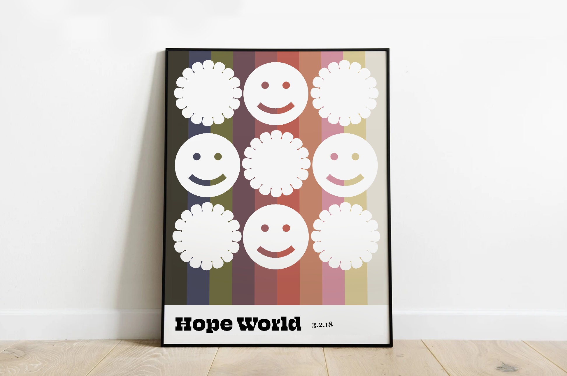 Hope World Smiley Earthtone BTS Minimal Wall Art DIGITAL DOWNLOAD - Etsy