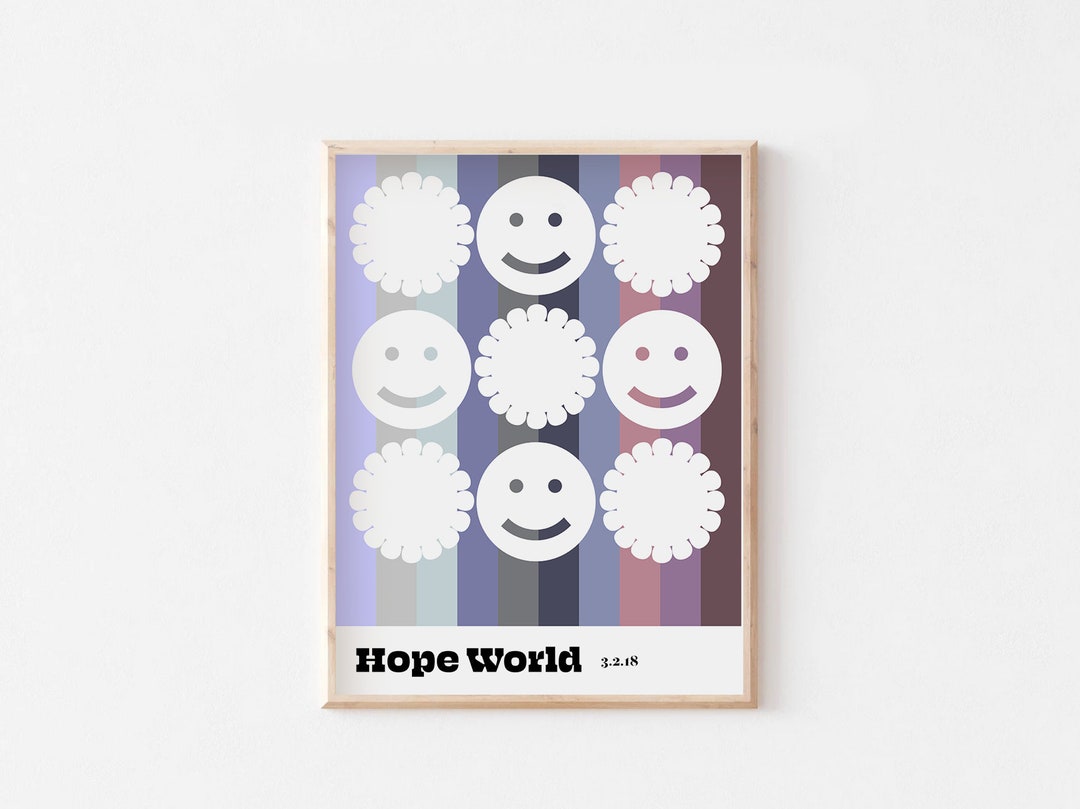 Hope World Smiley - Lilac - BTS Minimal Wall Art DIGITAL DOWNLOAD - Etsy
