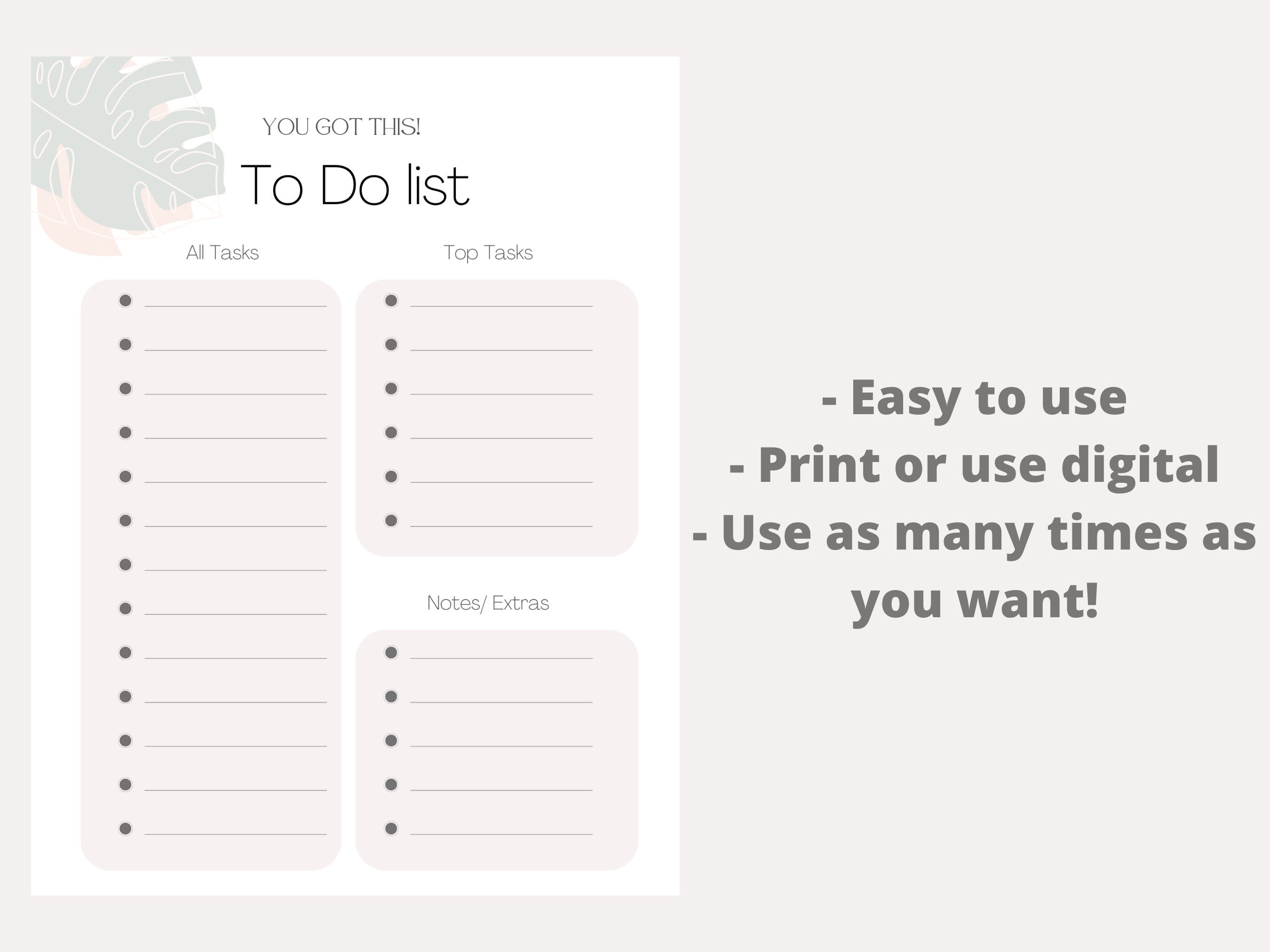 Digital to Do List, Digital Download, Notes, Printable, PDF, to Do List ...