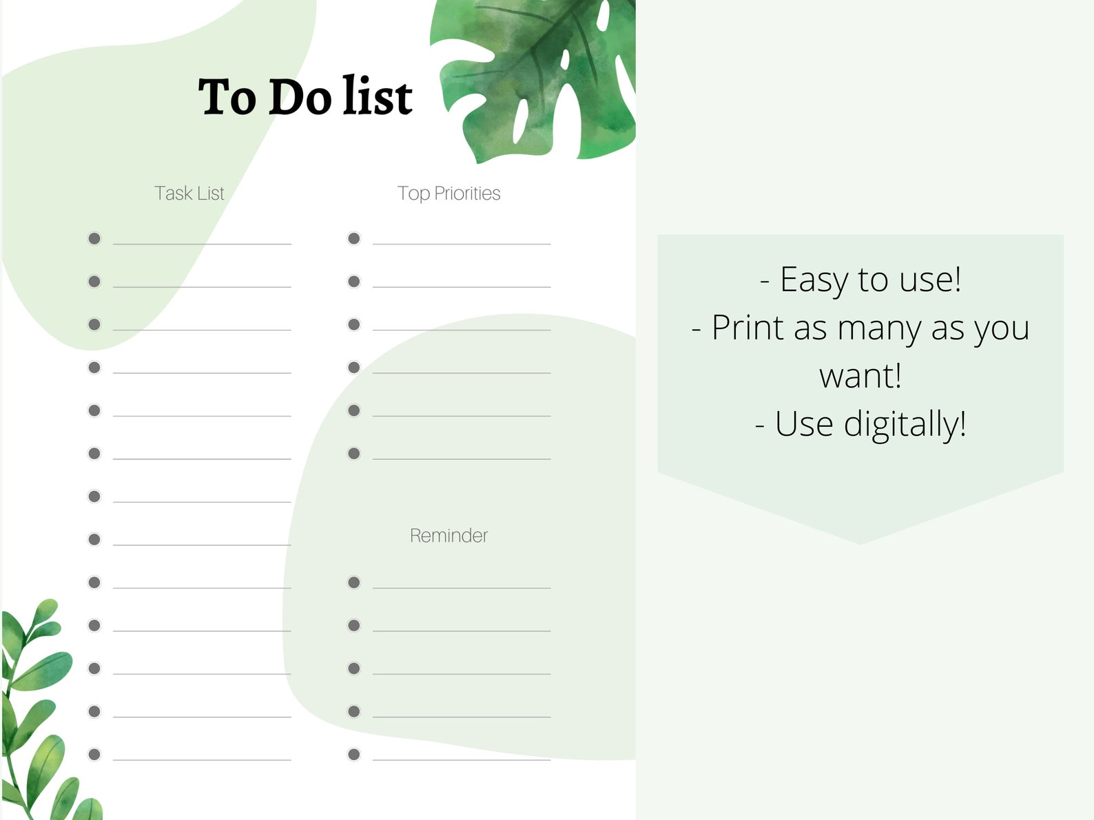 Printable to Do List With Notes, US Letter & Half Size (digital ...
