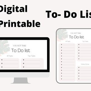 Digital to Do List, Digital Download, Notes, Printable, PDF, to Do List ...