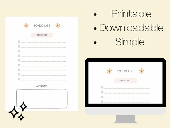 Digital to Do List Digital Download Notes Printable PDF - Etsy